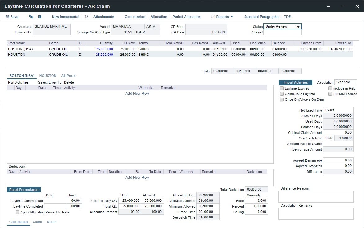 IMOS - Laytime Calculation